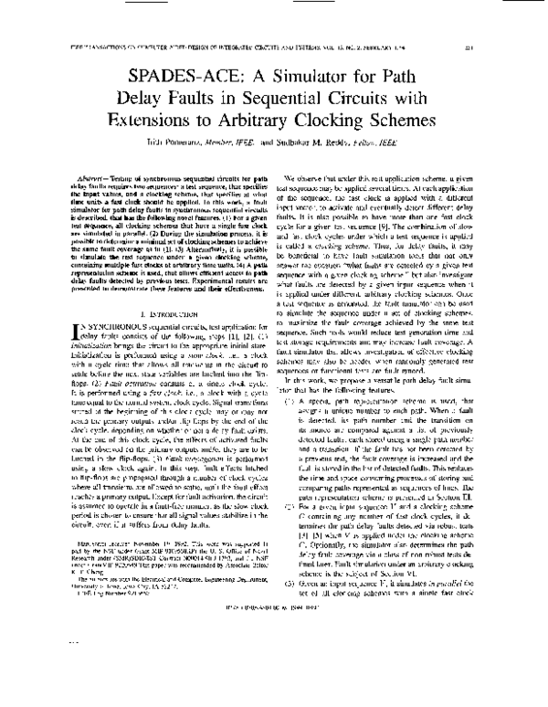 (PDF) SPADES-ACE: A simulator for path delay faults in sequential circuits with extensions to ...