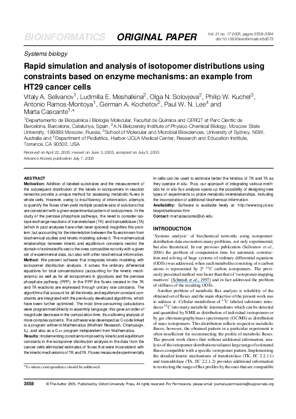 (PDF) Rapid simulation and analysis of isotopomer distributions using ...