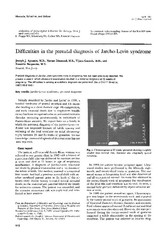 (PDF) Difficulties in the prenatal diagnosis of Jarcho-Levin syndrome