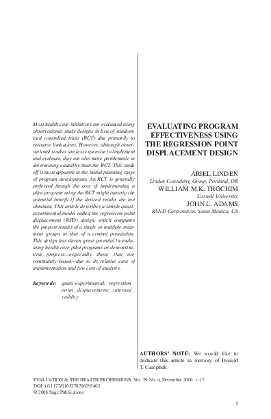 (PDF) Evaluating Program Effectiveness Using the Regression Point ...