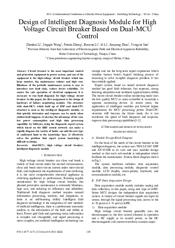(PDF) Design of intelligent diagnosis module for high voltage circuit ...