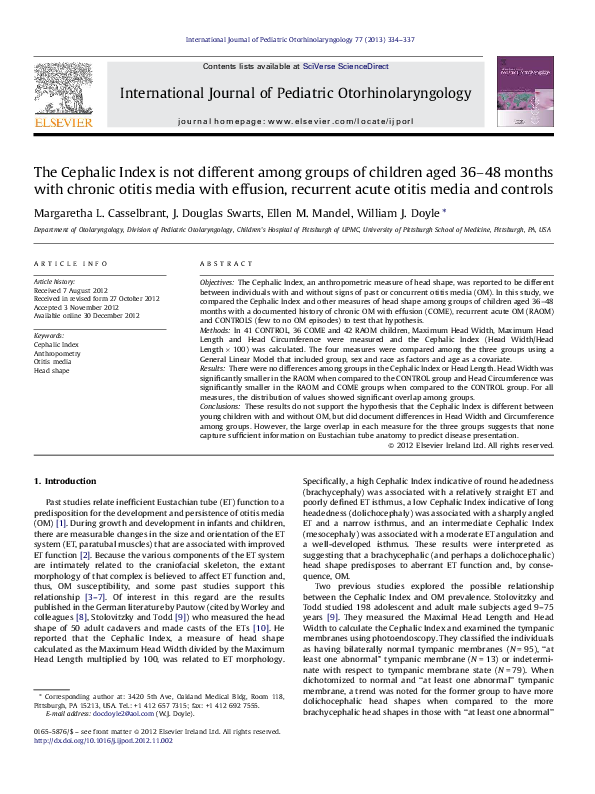 (PDF) The Cephalic Index is not different among groups of children aged ...