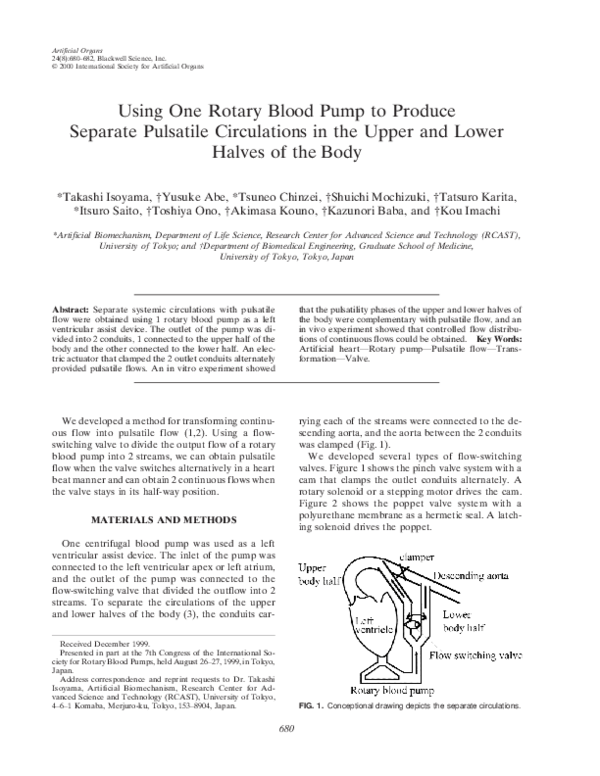 (PDF) Using One Rotary Blood Pump to Produce Separate Pulsatile ...