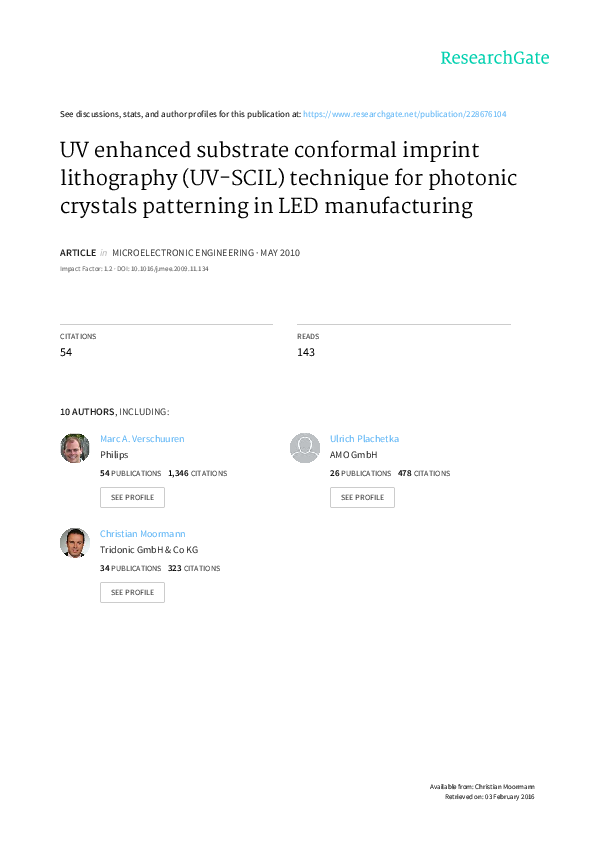 (PDF) UV enhanced substrate conformal imprint lithography (UV-SCIL ...