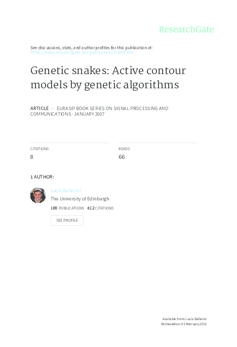 (PDF) Genetic snakes: Active contour models by genetic algorithms