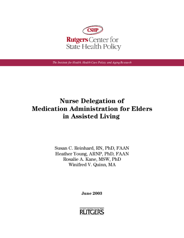 (PDF) Nurse delegation of medication administration for older adults in ...
