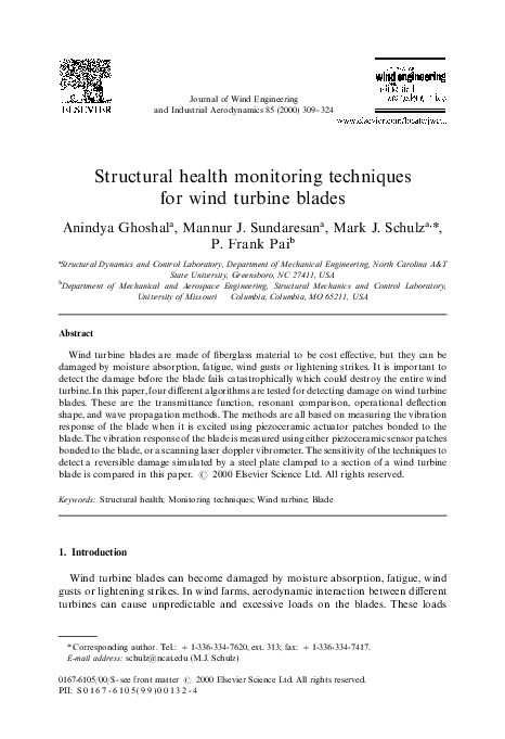 Pdf Structural Health Monitoring Techniques For Wind Turbine Blades