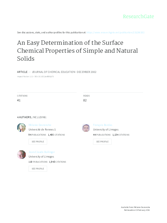 (PDF) An Easy Determination of the Surface Chemical Properties of ...
