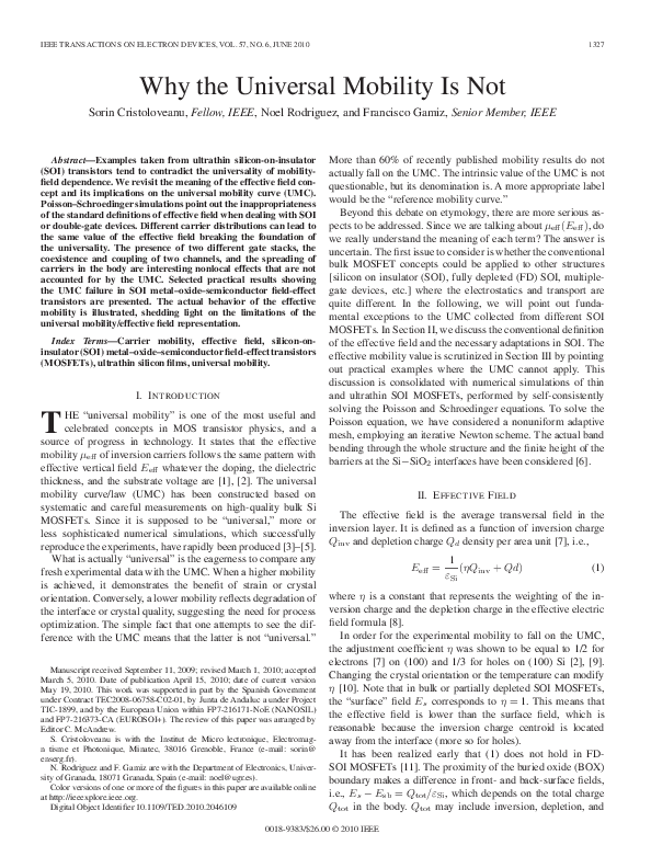 (PDF) Why the universal mobility is not