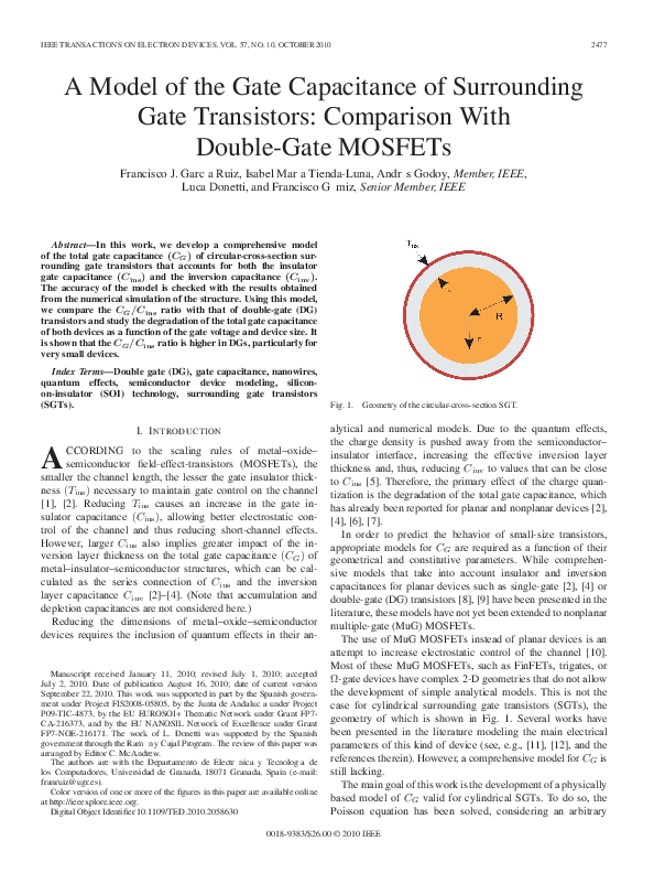 (PDF) A Model of the Gate Capacitance of Surrounding Gate Transistors ...