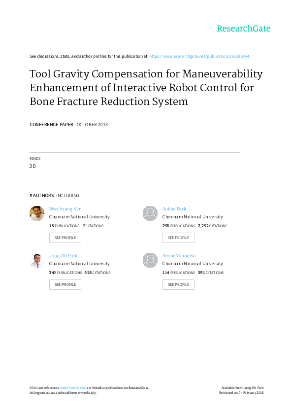(PDF) Tool Gravity Compensation for Maneuverability Enhancement of ...