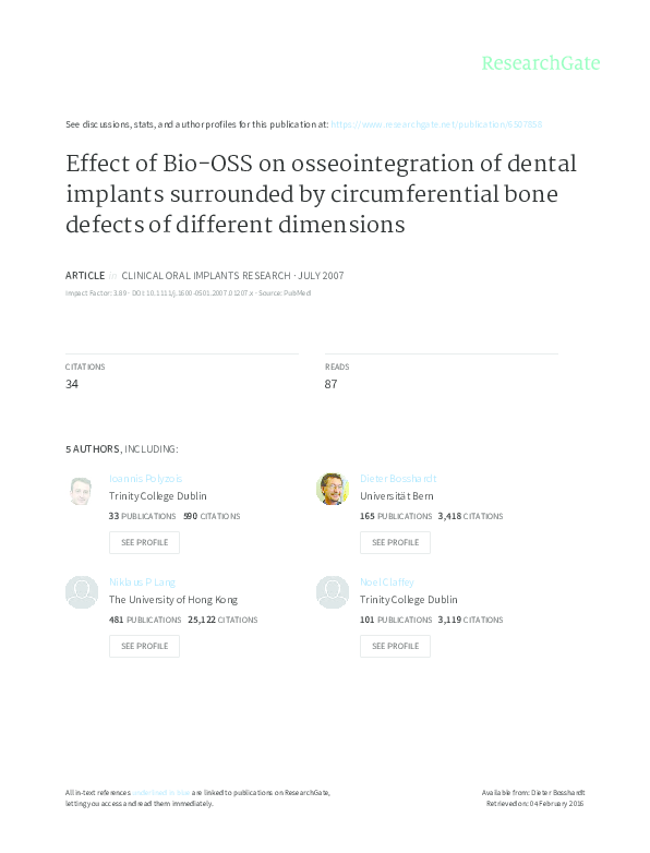 (PDF) Effect of Bio-Oss on osseointegration of dental implants ...