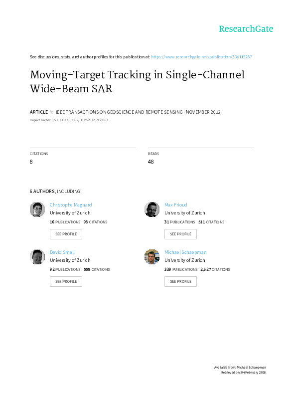 (PDF) Moving-Target Tracking in Single-Channel Wide-Beam SAR
