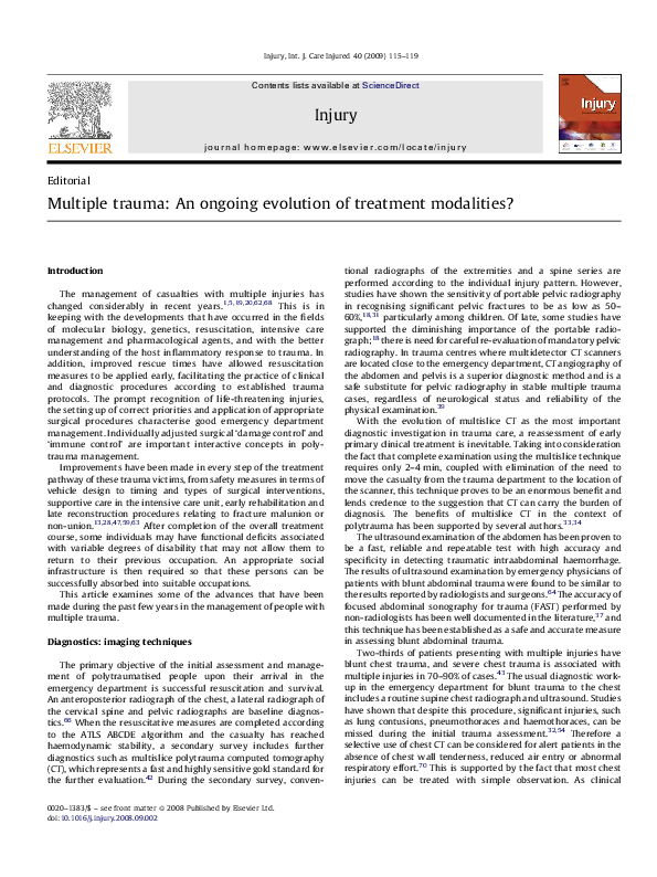 (PDF) Multiple trauma: An ongoing evolution of treatment modalities?