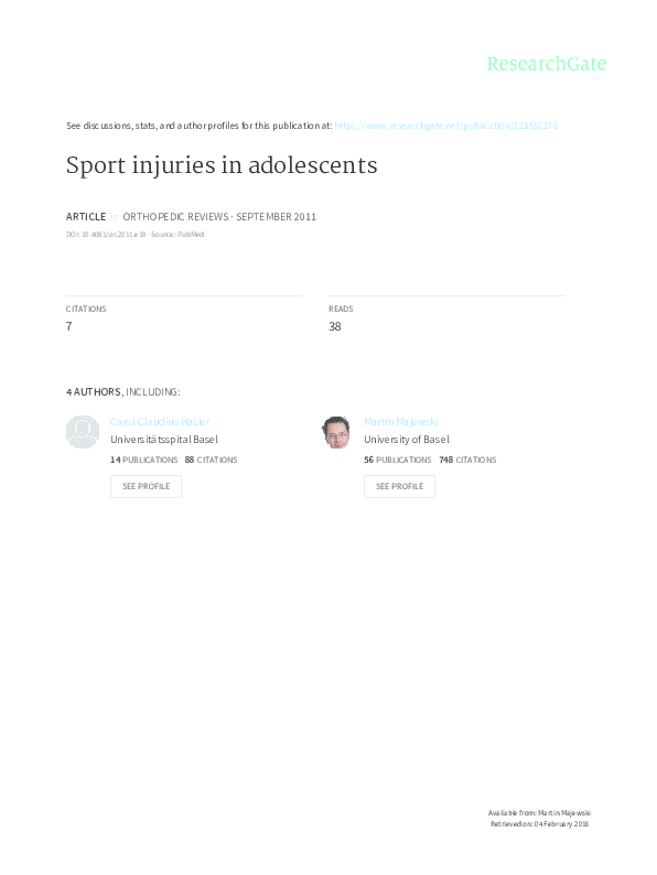 (PDF) Sport injuries in adolescents