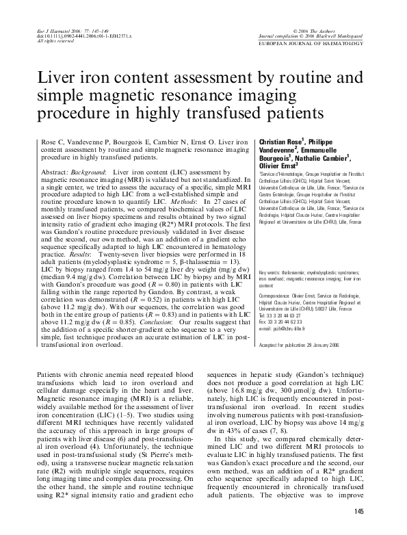 (PDF) Liver iron content assessment by routine and simple magnetic ...