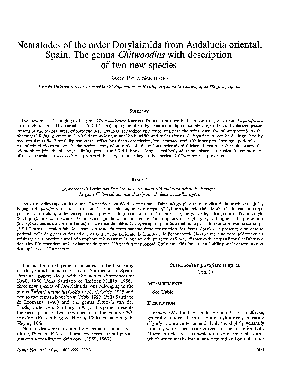 (PDF) Nematodes of the Order Dorylaimida From Andalucia Oriental, Spain ...