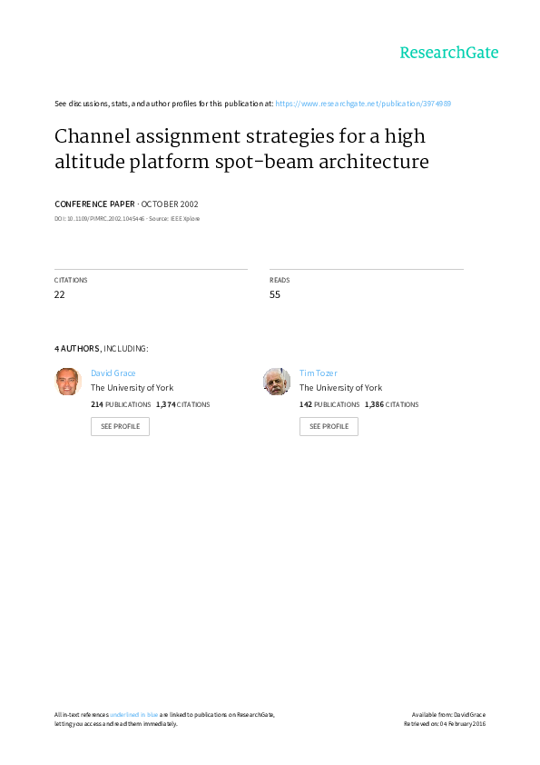 (PDF) Channel assignment strategies for a high altitude platform spot ...