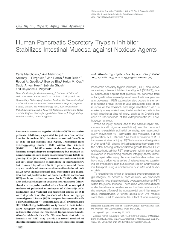 (PDF) Human Pancreatic Secretory Trypsin Inhibitor Stabilizes ...