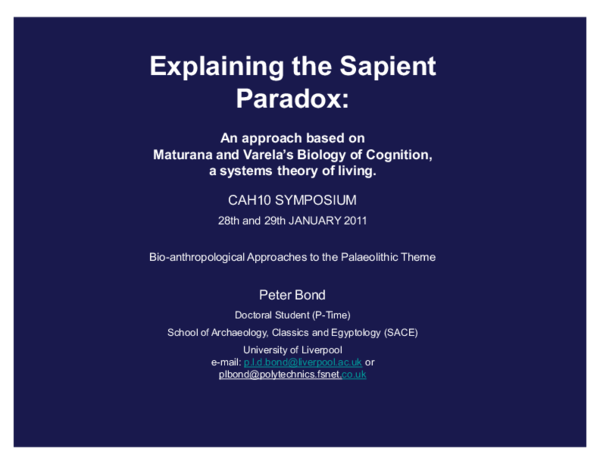 (PPT) Explaining the Sapient Paradox: An approach based on Maturana and ...