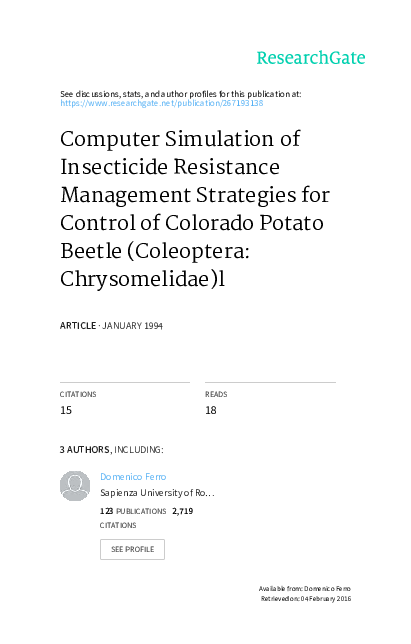 (PDF) Computer Simulation of Insecticide Resistance Management ...