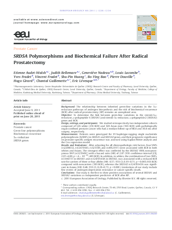 (PDF) SRD5A Polymorphisms and Biochemical Failure After Radical ...