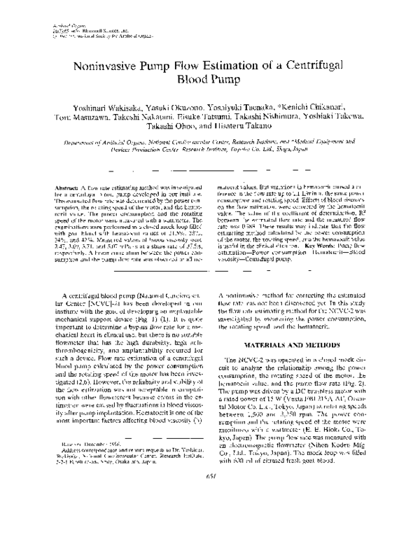 (PDF) Noninvasive Pump Flow Estimation of a Centrifugal Blood Pump
