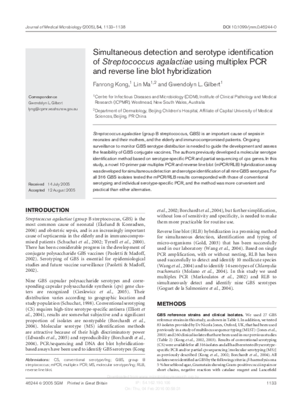 (PDF) Simultaneous detection and serotype identification of Streptococcus agalactiae using ...