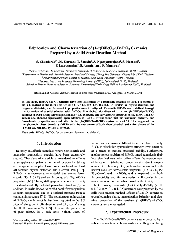 (PDF) Fabrication and characterization of (1-x)BiFeO3-xBaTiO3 ceramics ...
