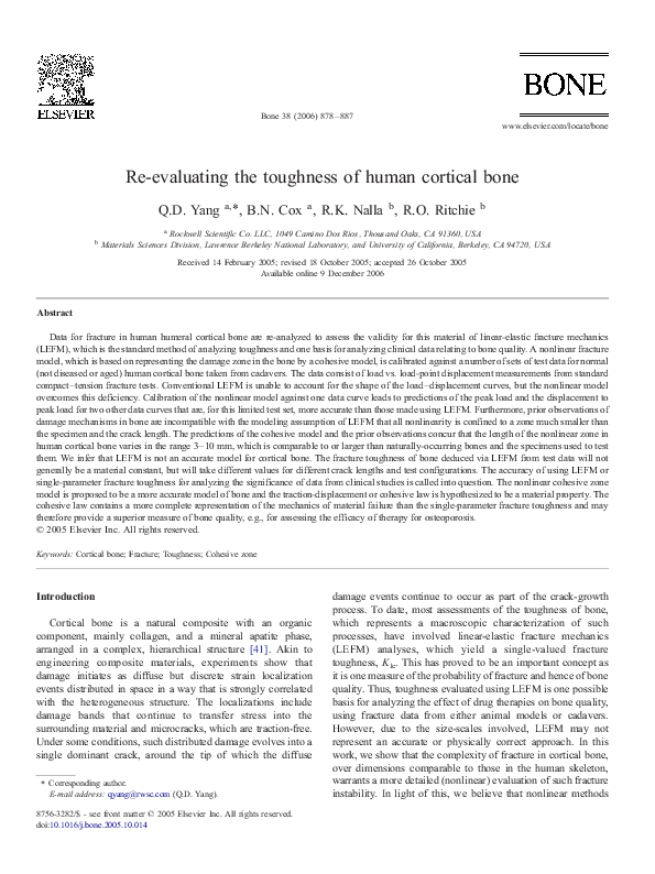 (PDF) Re-evaluating the toughness of human cortical bone
