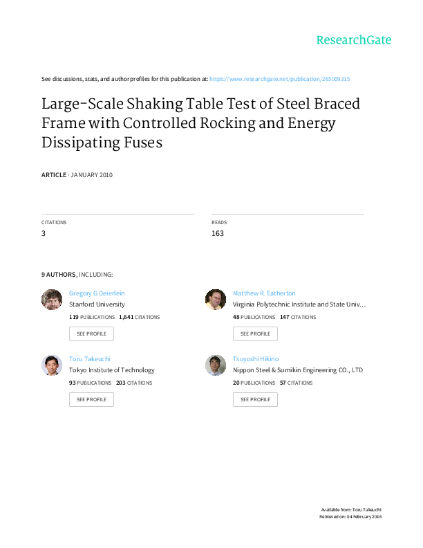 (PDF) Large-scale shaking table test of steel braced frame with ...