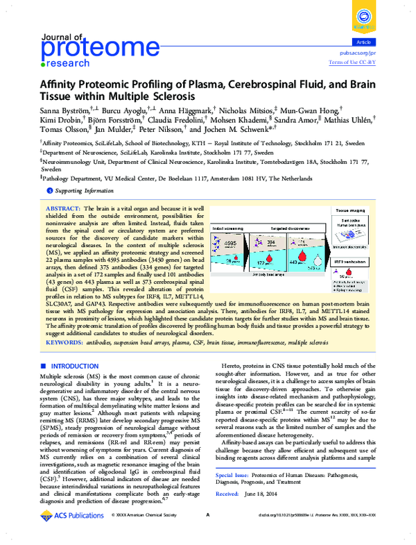 (PDF) Affinity Proteomic Profiling of Plasma, Cerebrospinal Fluid, and Brain Tissue within ...