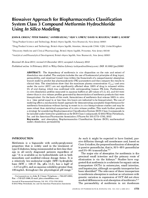 (PDF) Biowaiver approach for biopharmaceutics classification system ...