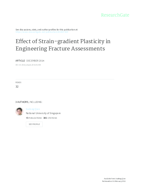 Effect of Strain-gradient Plasticity in Engineering Fracture Assessments