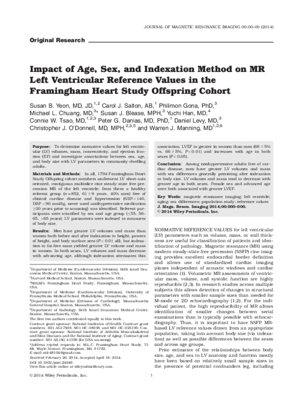 Pdf Impact Of Age Sex And Indexation Method On Mr Left Ventricular Reference Values In The