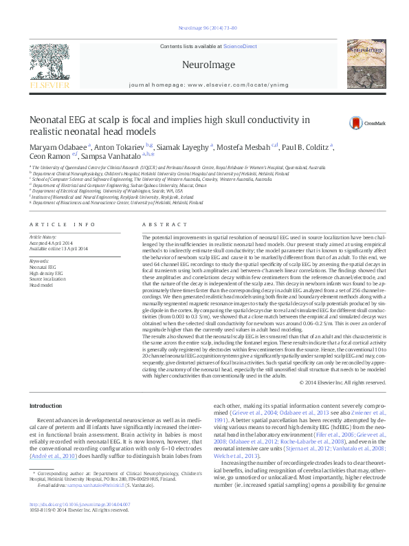 (PDF) Neonatal EEG at scalp is focal and implies high skull ...