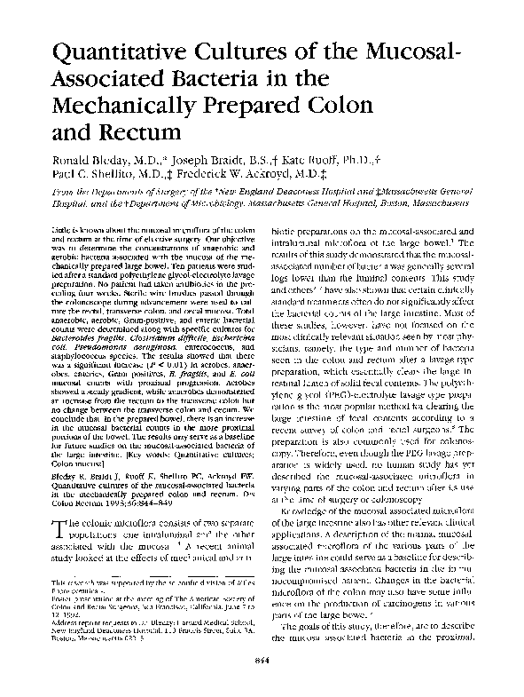 (PDF) Quantitative cultures of the mucosalassociated bacteria in the ...