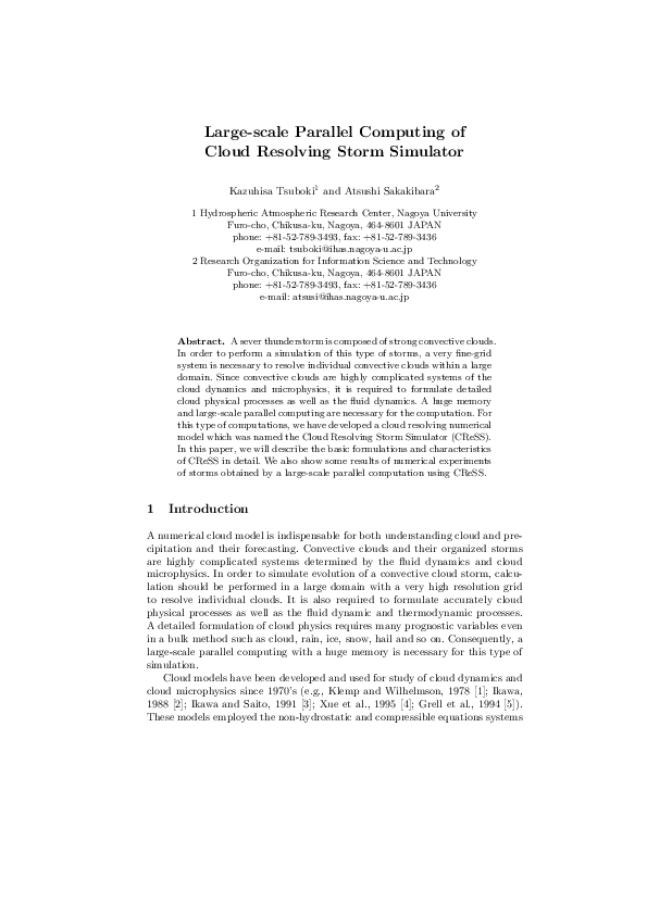 (PDF) Large-Scale Parallel Computing of Cloud Resolving Storm Simulator