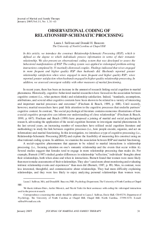 (PDF) OBSERVATIONAL CODING OF RELATIONSHIP-SCHEMATIC PROCESSING