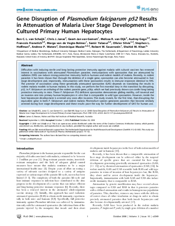 (PDF) Development and demise of Plasmodium liver stage parasites-The ...