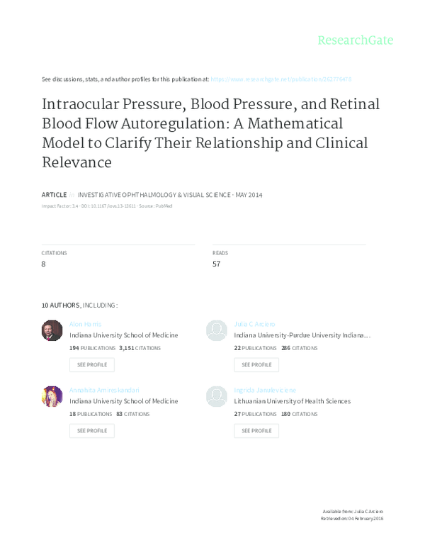 (PDF) Intraocular pressure, blood pressure, and retinal blood flow ...