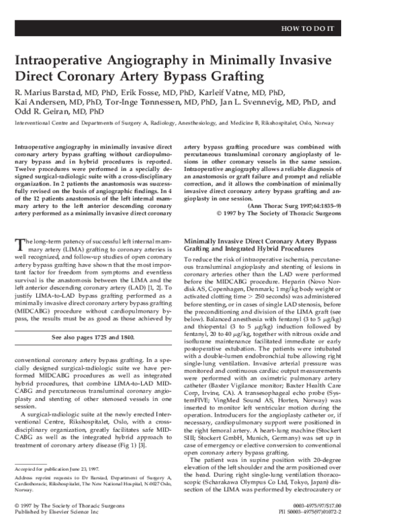 (PDF) Intraoperative Angiography in Minimally Invasive Direct Coronary ...