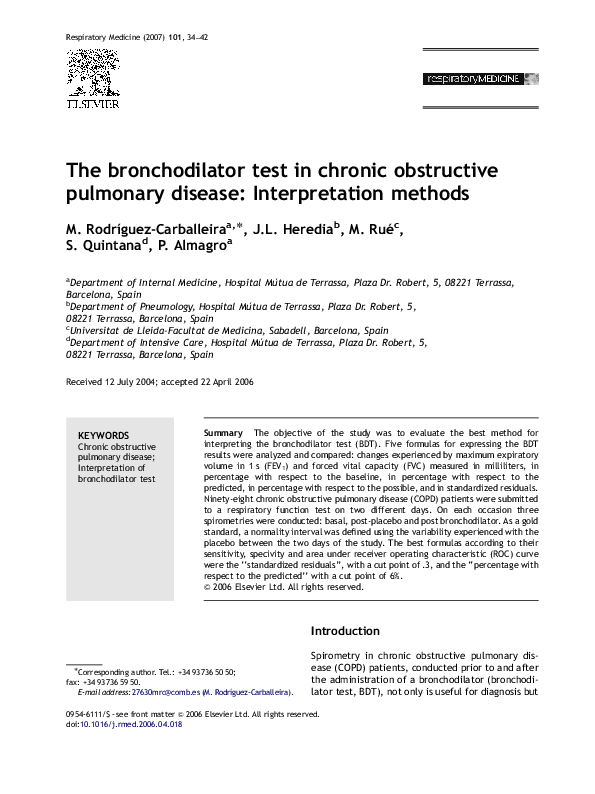 (PDF) The bronchodilator test in chronic obstructive pulmonary disease ...