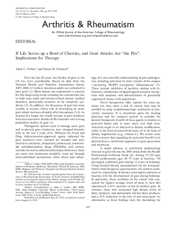 (PDF) If life serves up a bowl of cherries, and gout attacks are “the ...