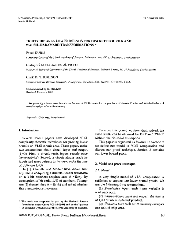 (PDF) Tight chip area lower bounds for discrete Fourier and Walsh-Hadamard transformations ...