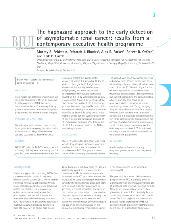 (PDF) The haphazard approach to the early detection of asymptomatic ...
