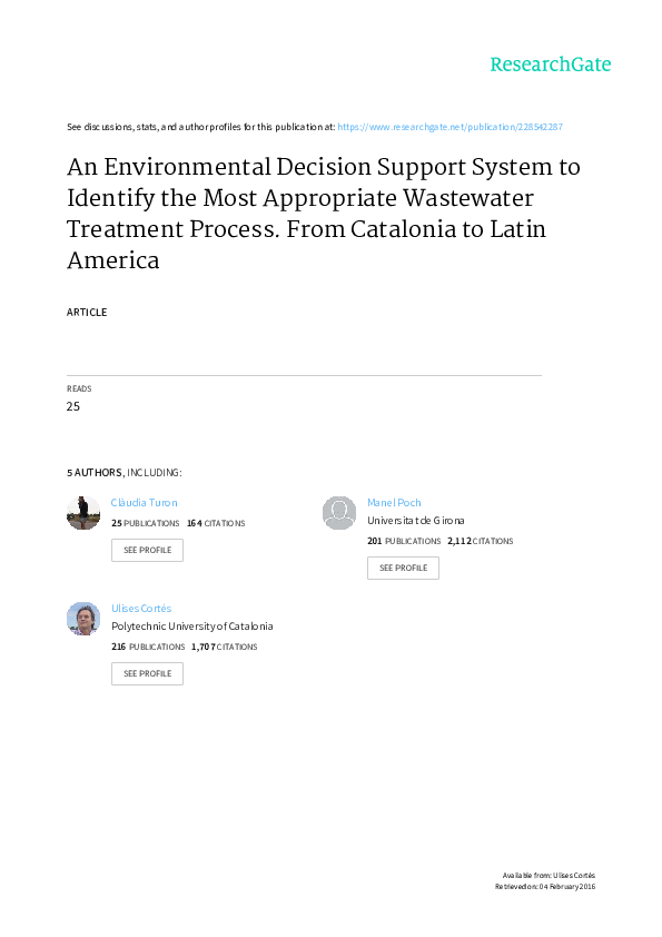 (PDF) An Environmental Decision Support System to Identify the Most ...
