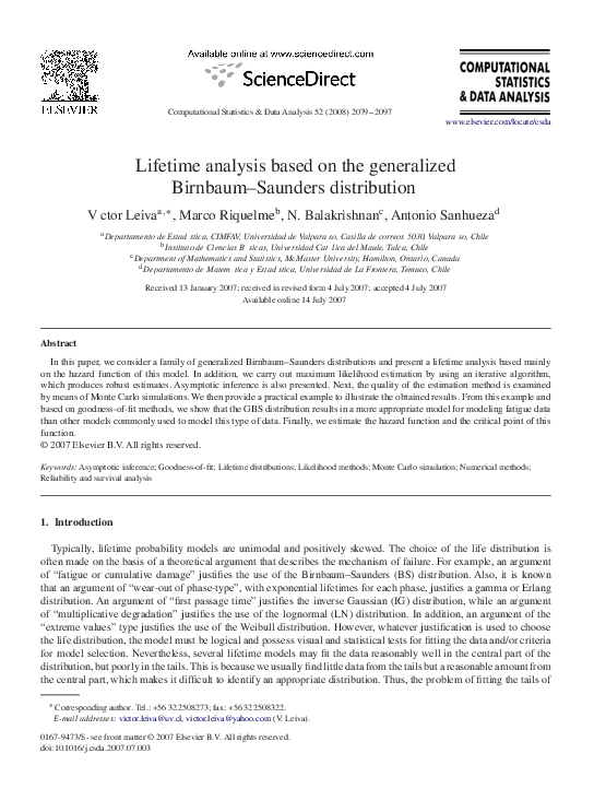 Pdf Lifetime Analysis Based On The Generalized Birnbaum Saunders Distribution
