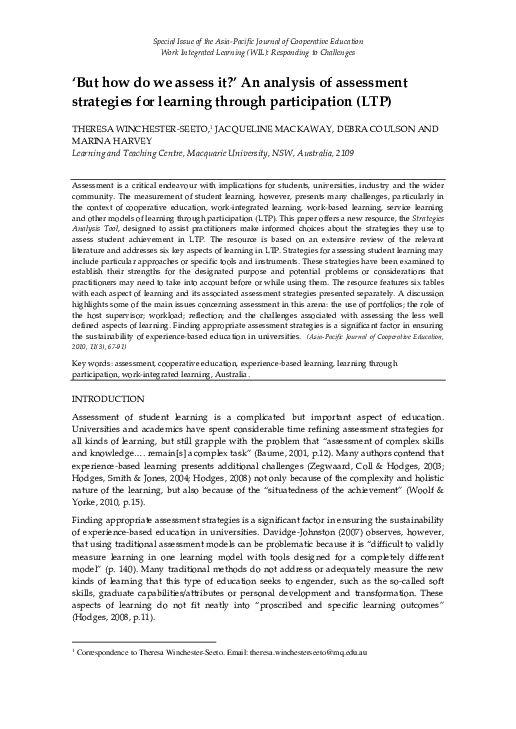 (PDF) But how do we assess it?’ An analysis of assessment strategies ...