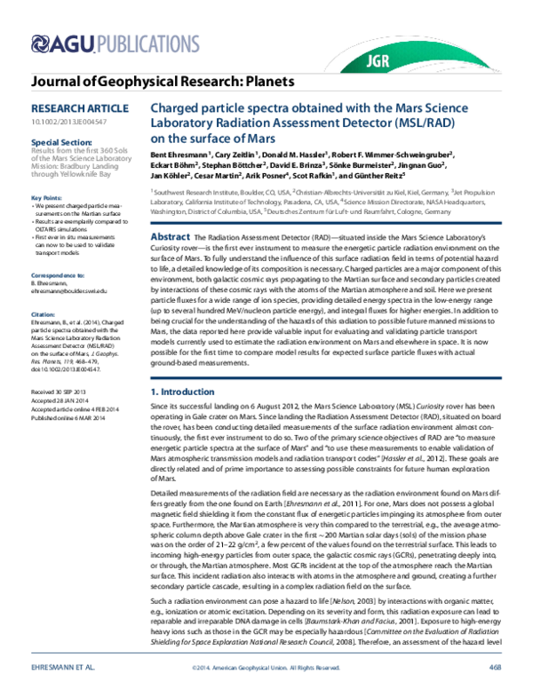(PDF) Charged particle spectra obtained with the Mars Science ...